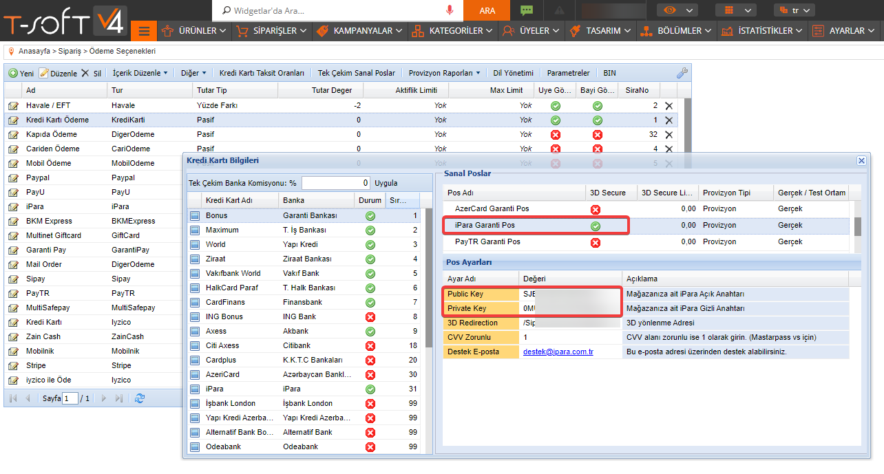 iPARA ÖDEME ENTEGRASYONU | T-Soft Destek Sistemi